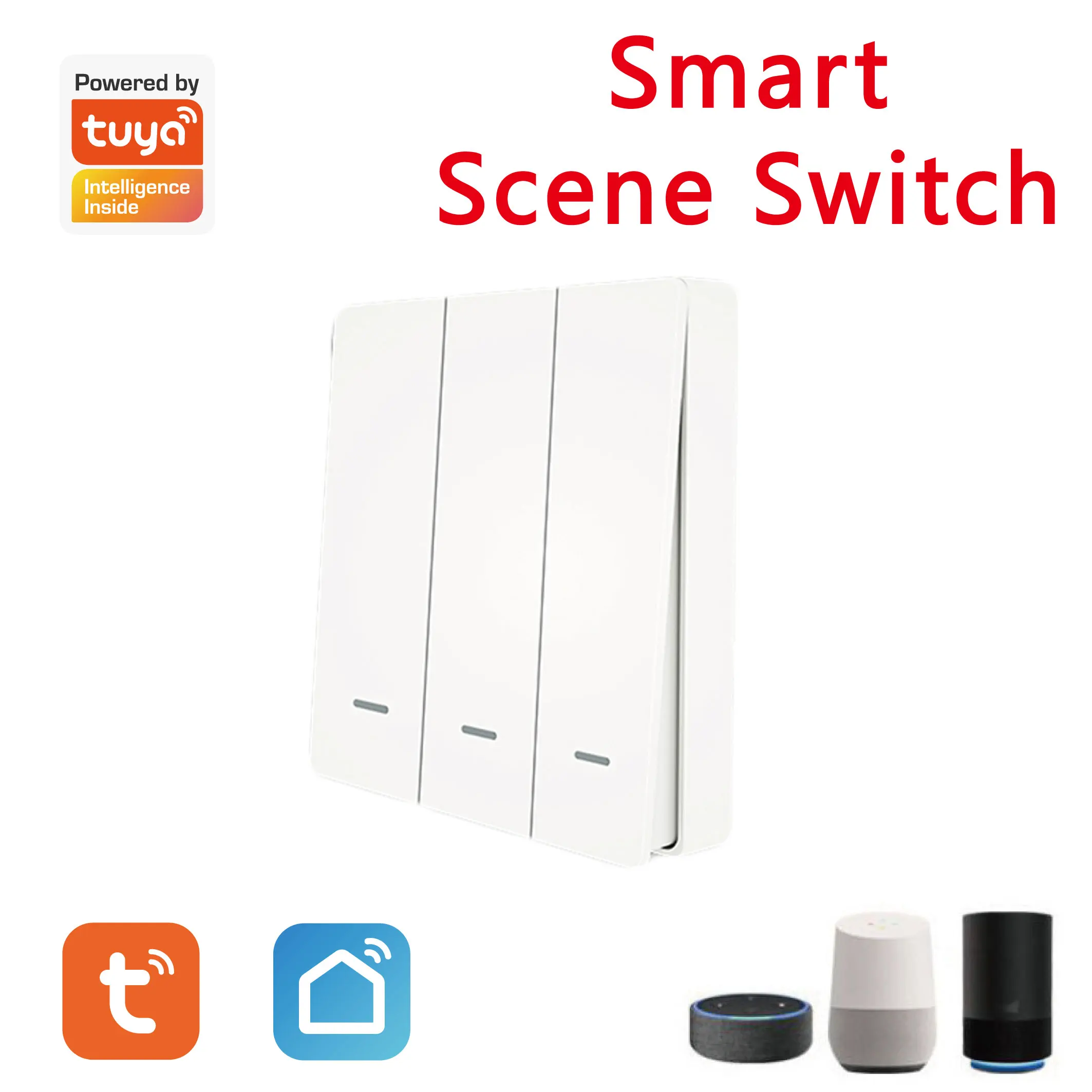 Tuya ZigBee 3.0 Smart Scene Switch Wireless Free Sticker Wall Scene Switch Push Button Battery ...