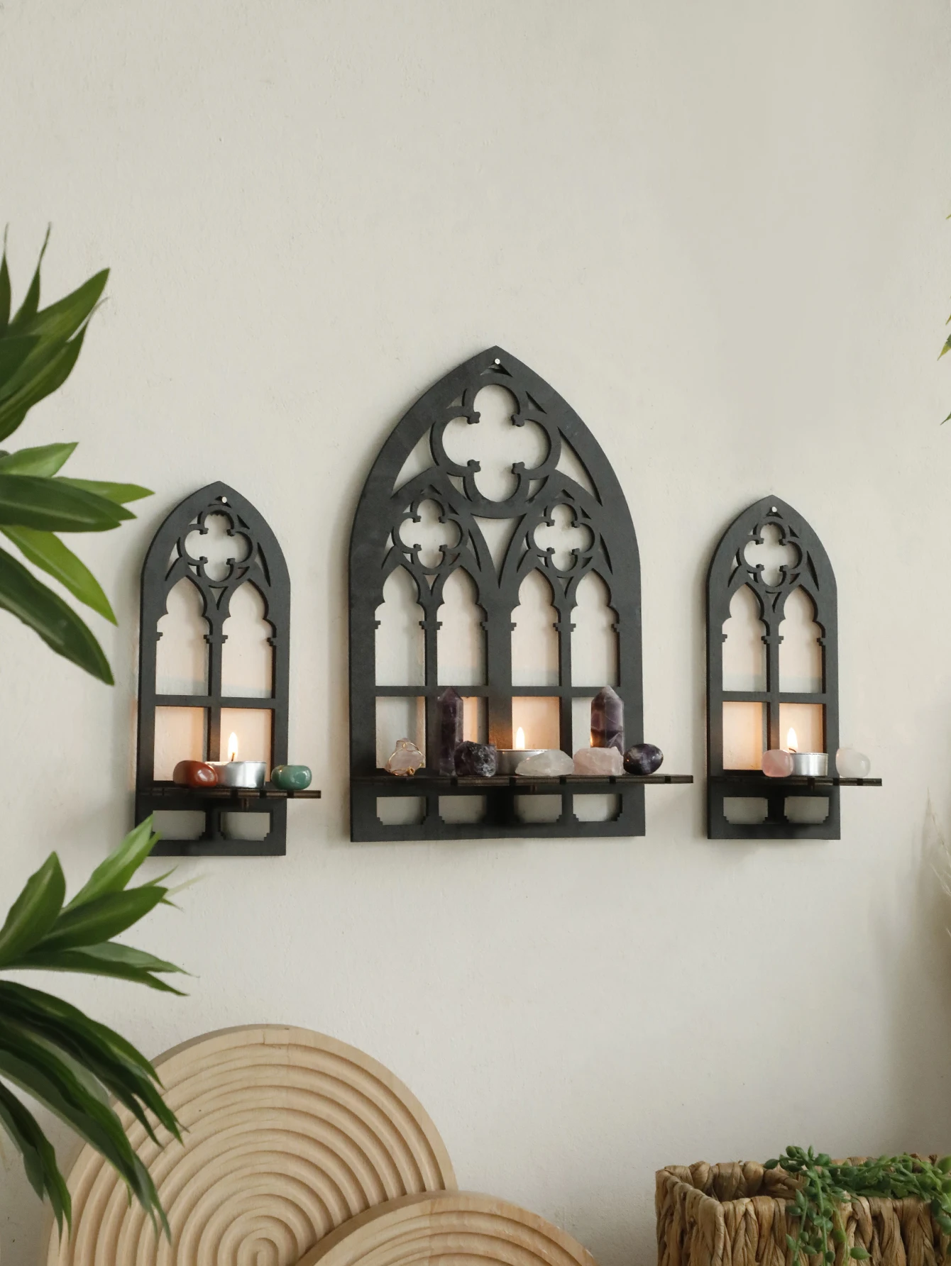 1/3Pc Gothic Wooden Hollow Wall Decoration Wall Decor Vintage Cathedral ...