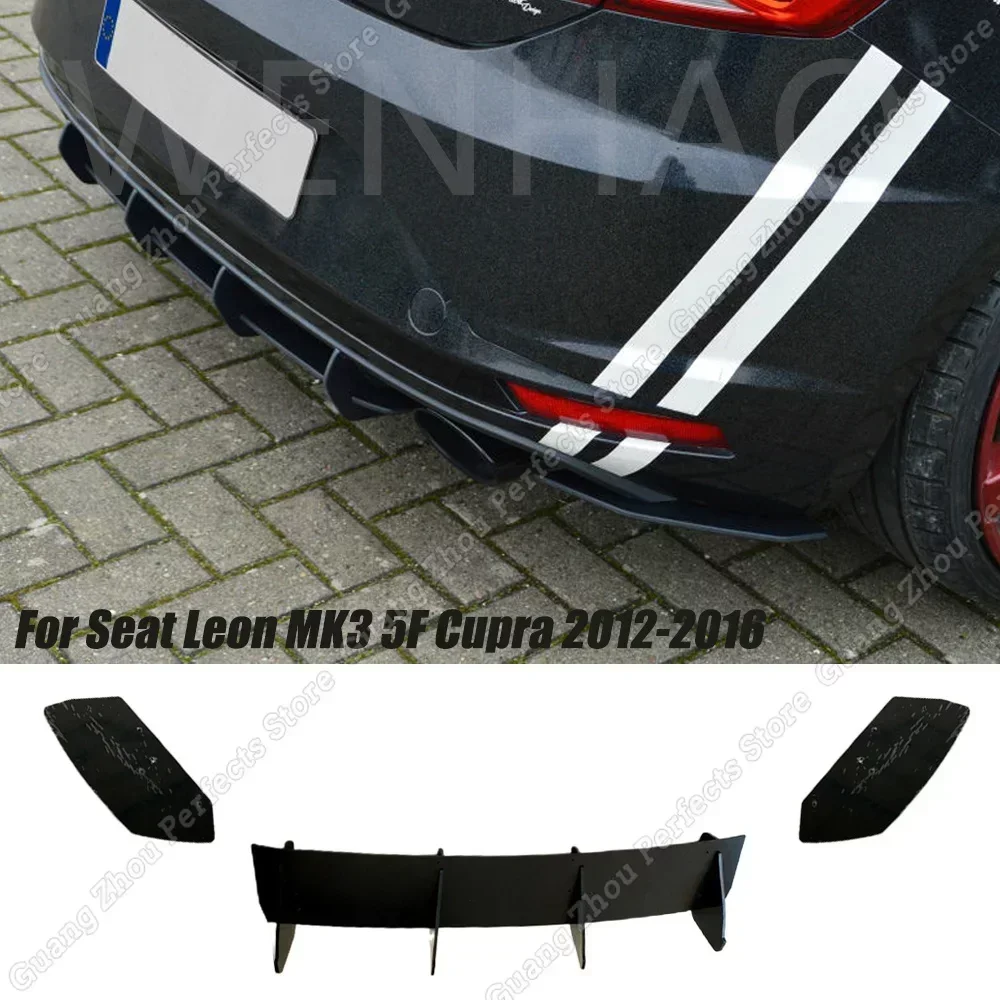 4-Fins-Car-Rear-Bumper-Diffuser-For-Seat-Leon-MK3-5F-Cupra-Rear ...