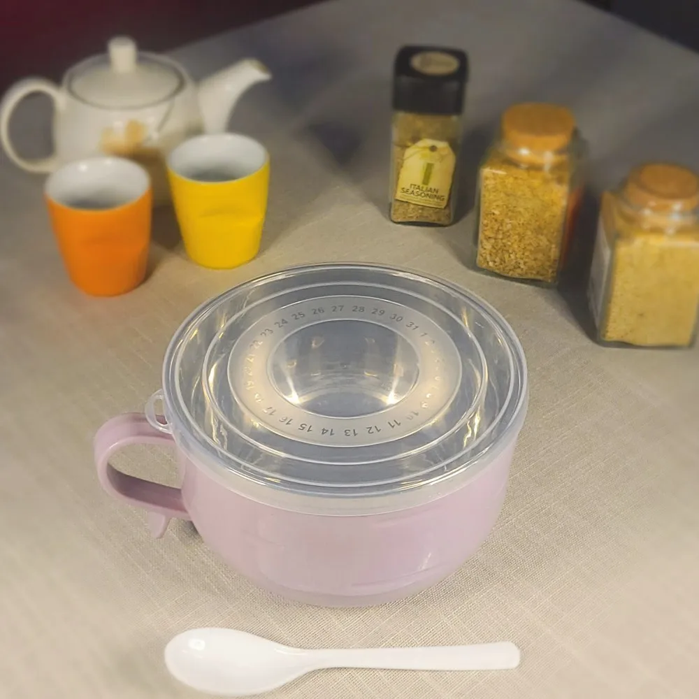 Stainless-Steel-Multi-Purpose-Bowl-with-Handle-Lid-Spoon-and-Lilac ...