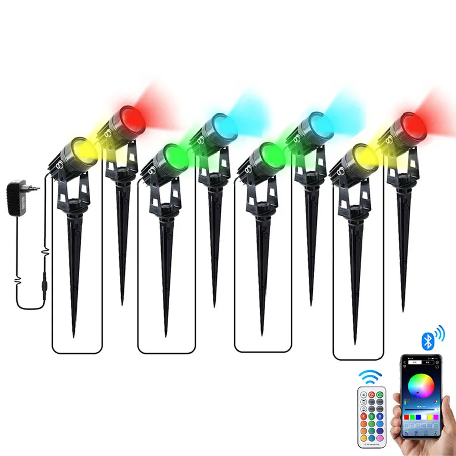 Outdoor RGB Landscape Spotlight Waterproof Smart Bluetooth APP Control ...