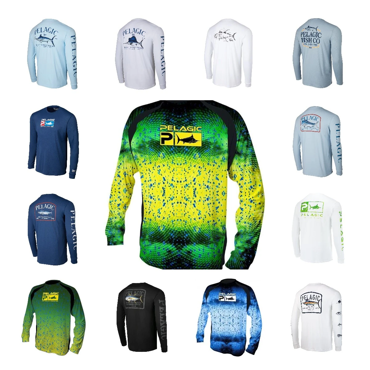Pelagic Gear Summer Uv Protection Long Sleeve Fish Jersey Camisa Pesca ...