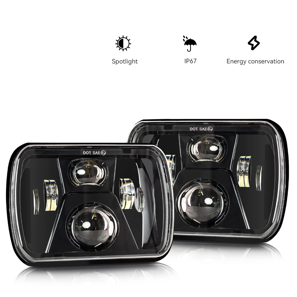 Car-110W-5x7-Inch-Led-Headlights-7x6-For-Jeep-Cherokee-XJ-Wrangler-YJ ...