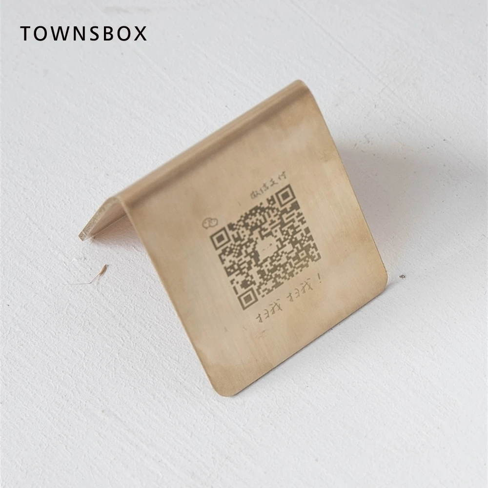 Space-Brass-Metal-Qr-Code-Shop-Cashier-Personalized-Triangle-Sign-Stand ...