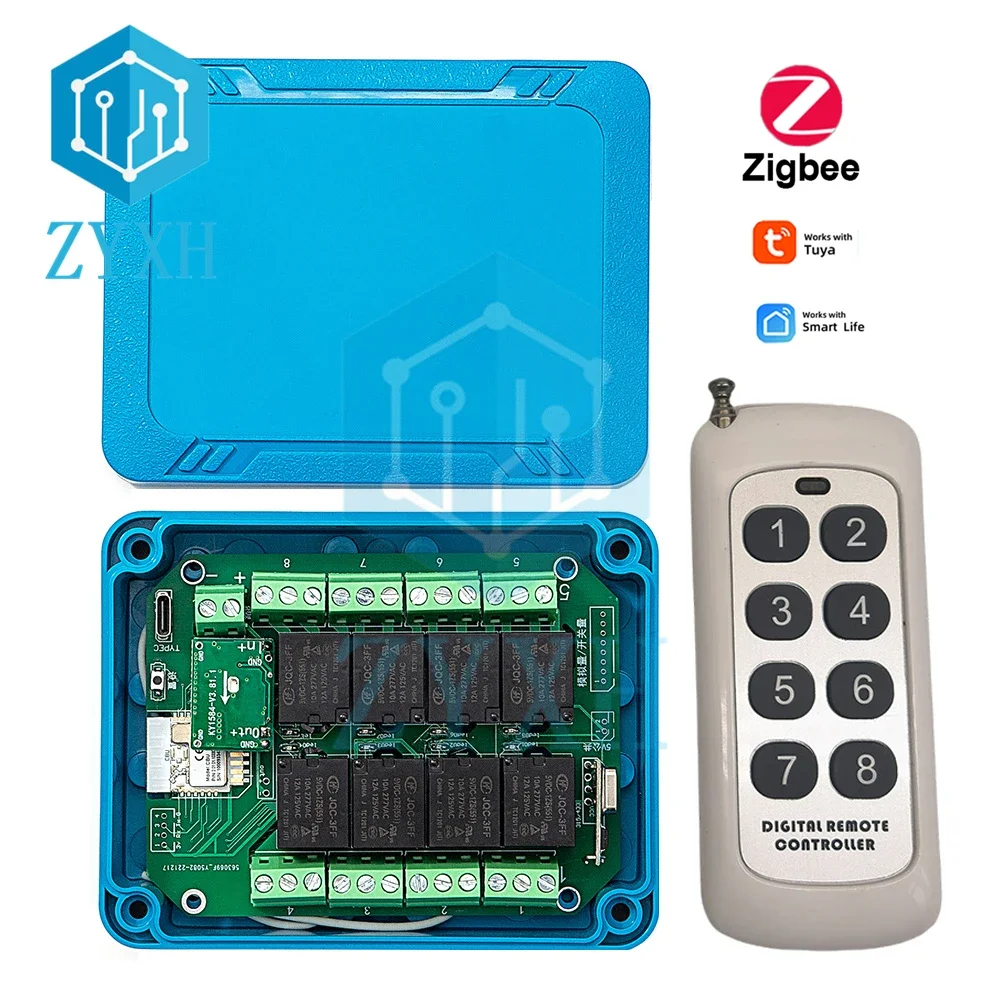 M-dulo-de-interruptor-Tuya-RF-433mhz-8-canales-CC-7-27V-WiFi-Zigbee-rel ...