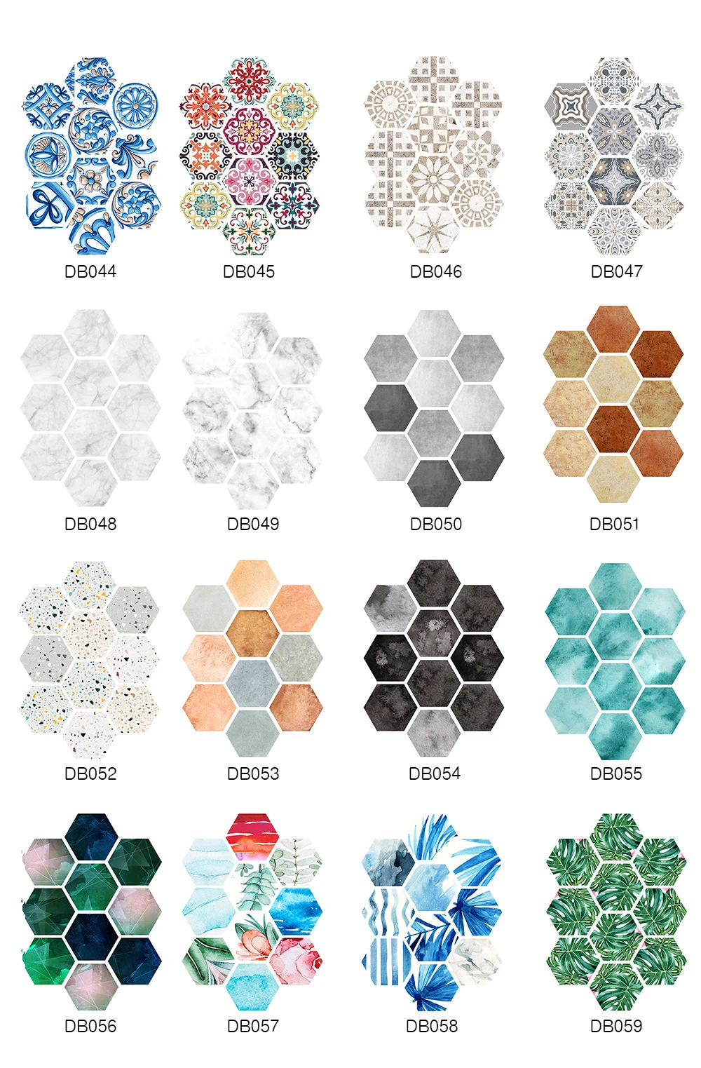 Stereoscopic Simulation Hexagonal Self-adhesive Ceramic Tile Decorative ...