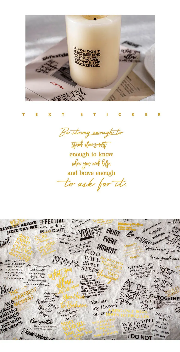 30pcs English Poem Series Decorative PVC Stickers Retro Text Material ...