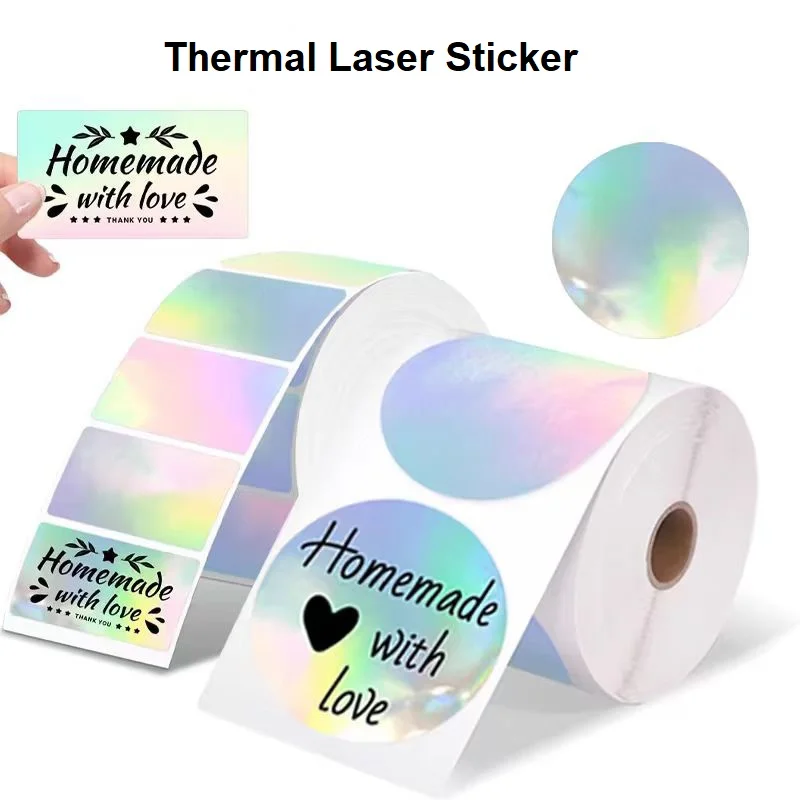 Thermal-Laser-Label-sticker-Round-gold-Silver-Thank-you-sticker ...