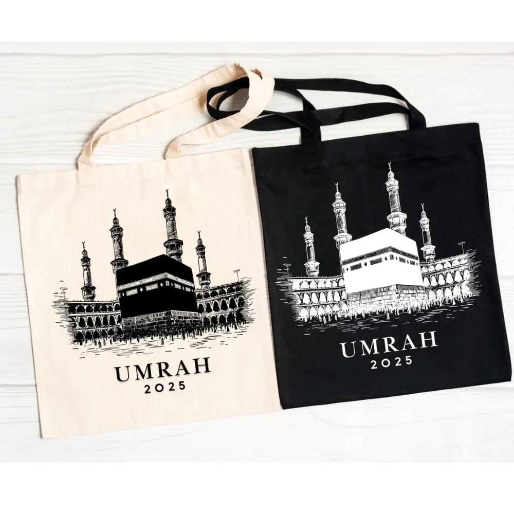 2025 Umrah Islamic Mecca Cotton Canvas Bag Tote Bag Home Kaaba Islamic ...