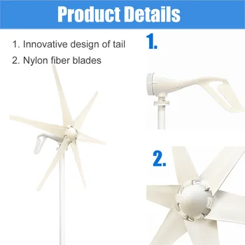 1000W Wind Turbine Power Generator 12V 24V Output 220V 230V 240V Off ...