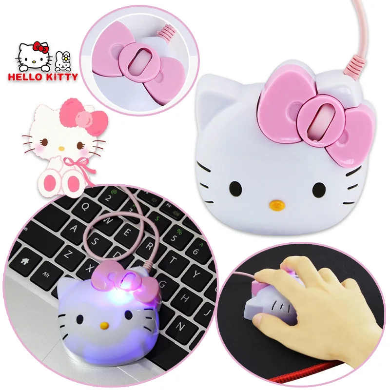 Sanrio-Hello-Kitty-Wired-Mouse-Cartoon-Cute-Mouse-Girls-Cat-Head-Mouse ...