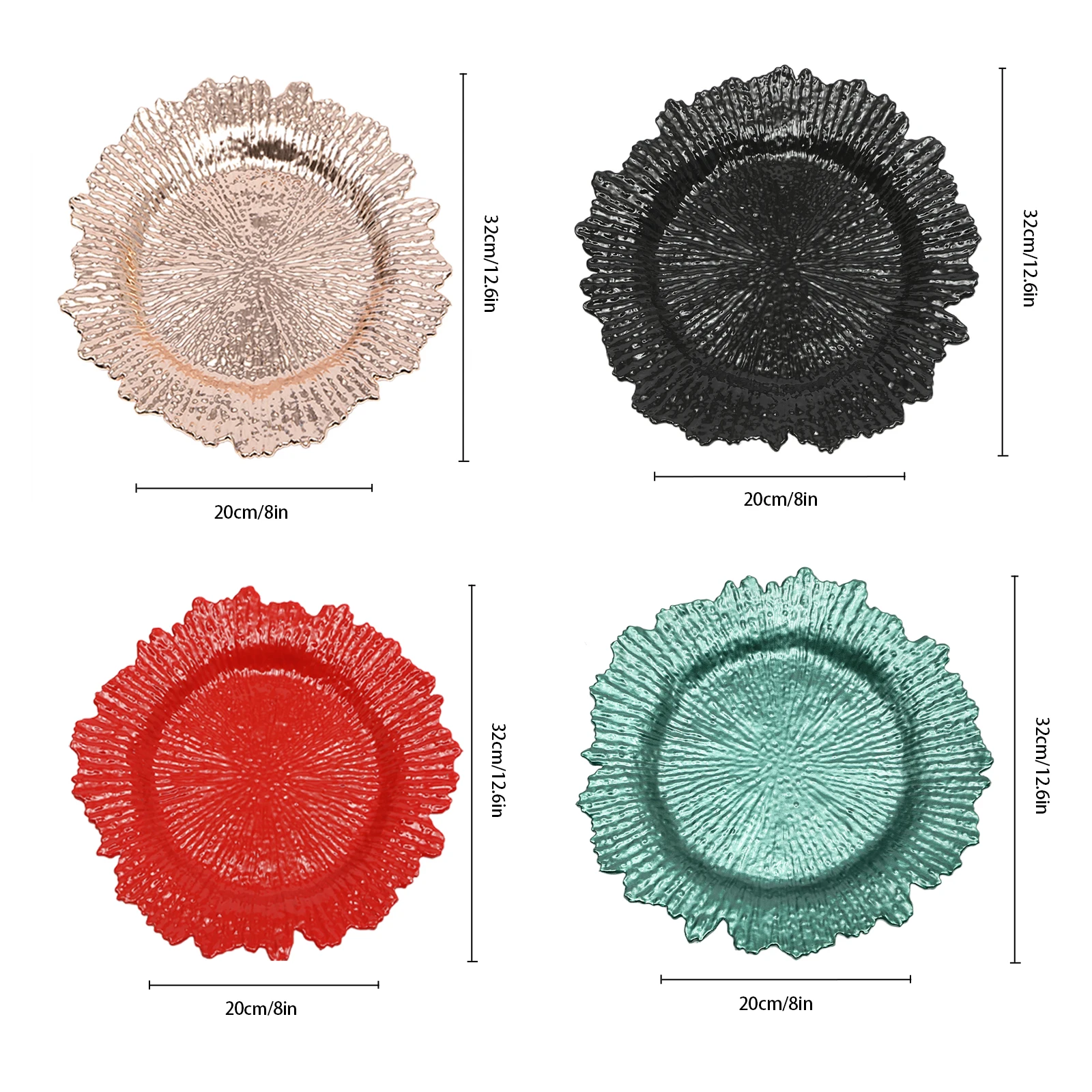 12.6-Inch Charger Plates – 24-Piece Round Reef Design Plastic Charger ...