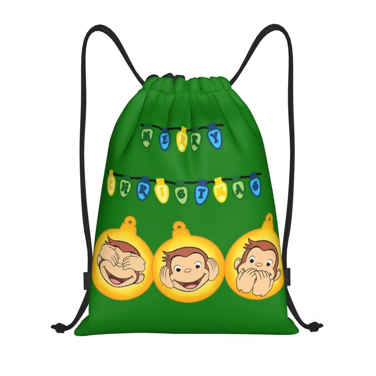 Custom-Curious-George-Manga-Monkey-Drawstring-Backpack-Sports-Gym-Bag ...