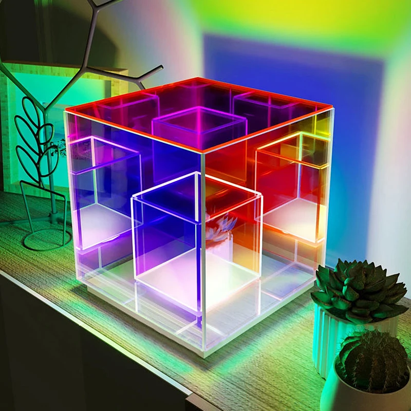 Colorful 3d Cube Glass