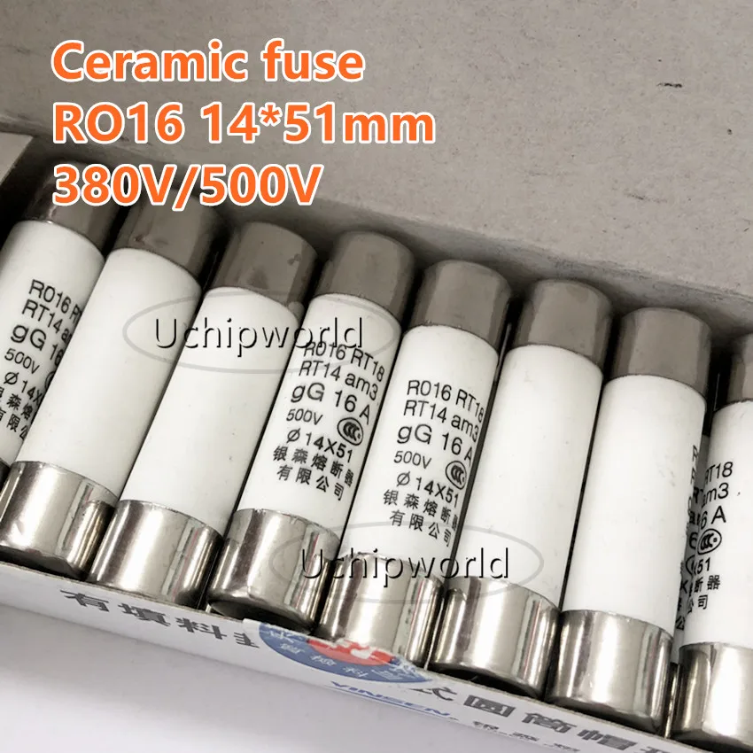 Ceramic fuse RO16 380V 500V 14*51mm 32A 40A 50A 63A 1A 2A 3A 5A 10A 16A ...