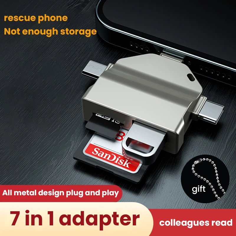 3in3 OTG Adapter for iphone iOS 13 Above Micro USB Type-C To USB SD TF ...
