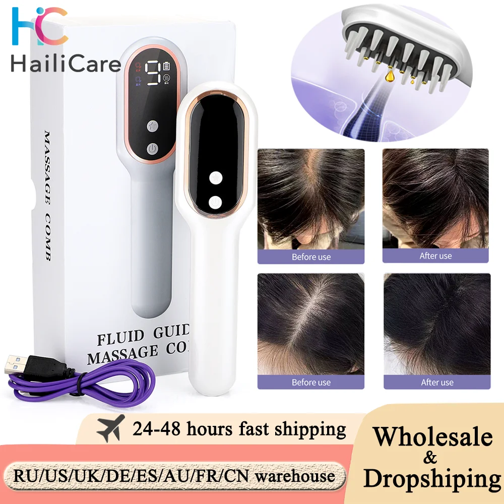Electric Massage Comb Red Blue Light Therapy Hair Growth Scalp Head ...