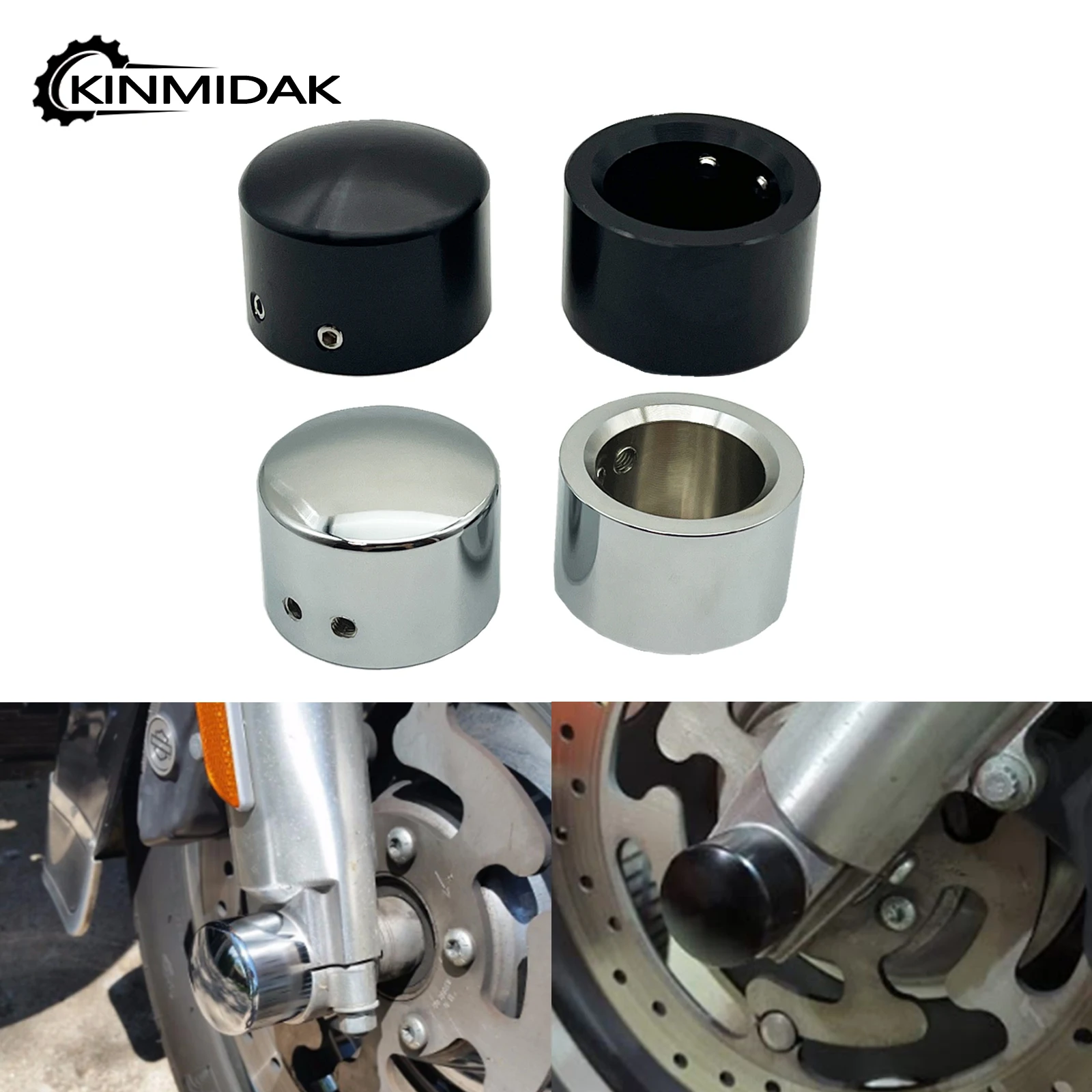 2xMotorcycle-Front-Axle-Nut-Covers-Caps-Fit-For-Harley-Softail ...