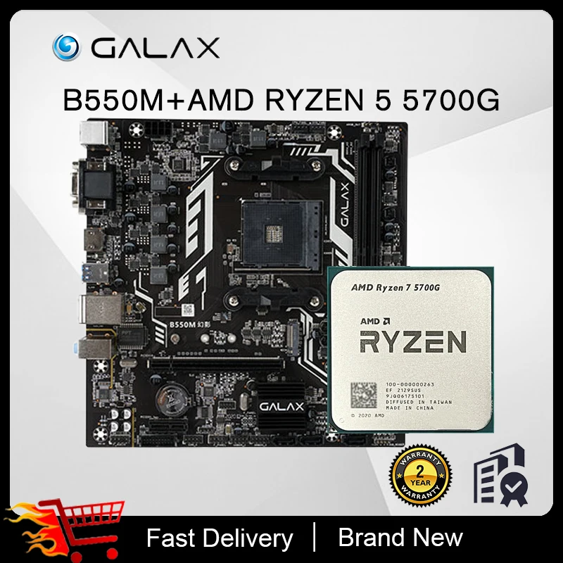 Placa mãe GALAX B550M AMD GAMING AM4 Suporte AMD Ryzen 5 5700G CPU DDR4 32GB RAM PCI E 4.0 1xM.2 ...