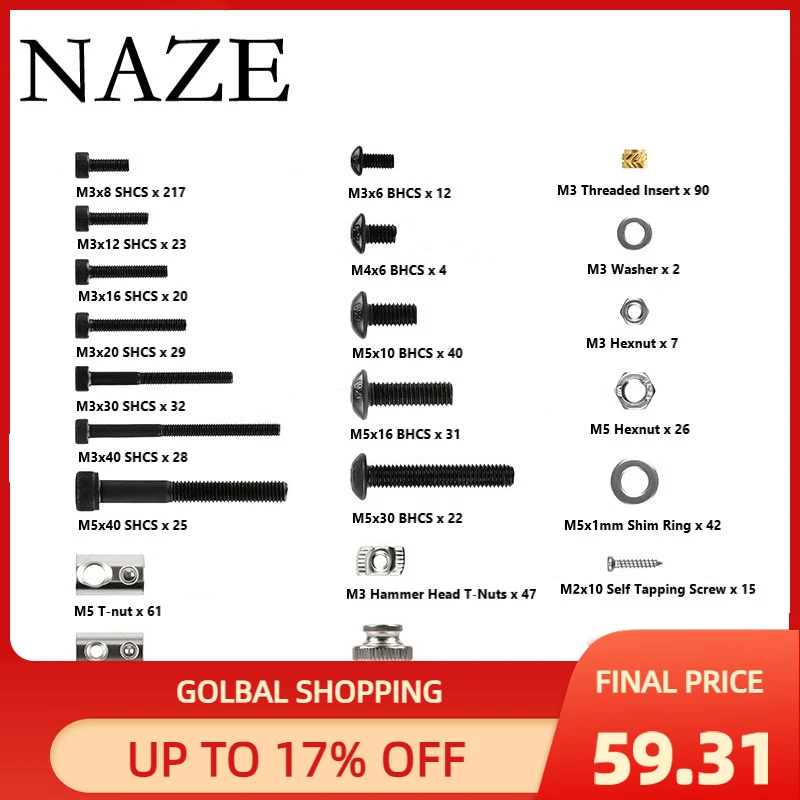 Naze Voron2.4 3d Printer R1/r2 V2.4 Screws Full Kit Diy Project ...