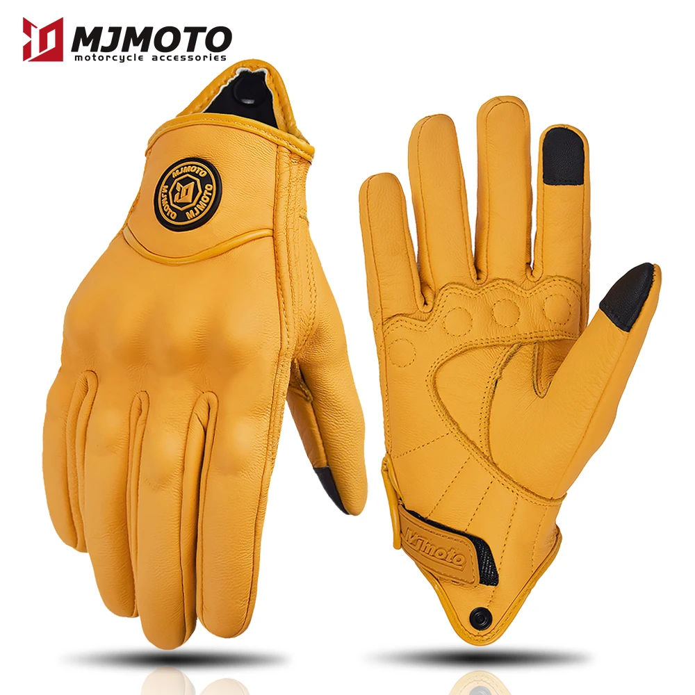New-2024-Retro-Yellow-Motorcycle-Riding-Gloves-Touchscreen-Motocross ...