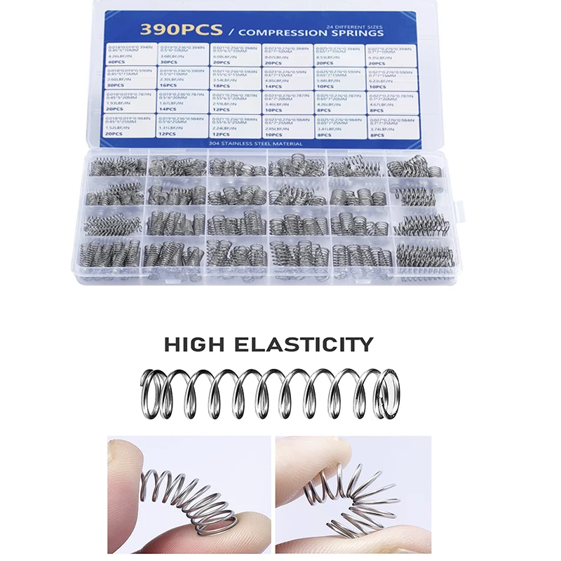 Kit de ressorts de compression, 390 pièces, diamètre du fil 0.45mm-0 ...