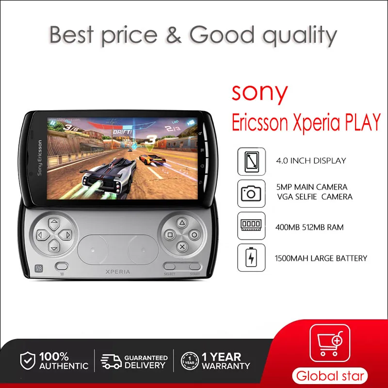Original Sony Ericsson Xperia PLAY Z1i R800i 3G Mobile Phone 4.0'' 5MP ...