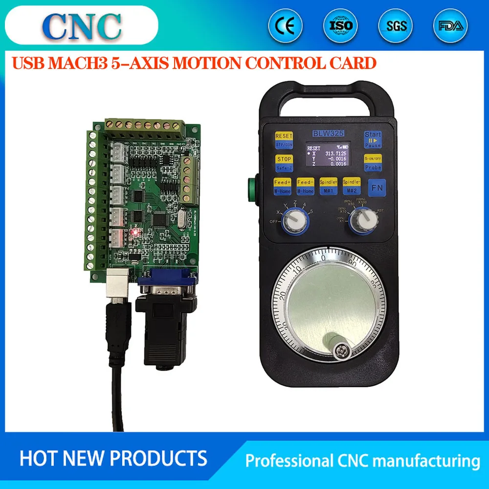 Mach3 5-axis Motion Control Card And 5-axis Wireless Electronic Handwheel Digital Display ...