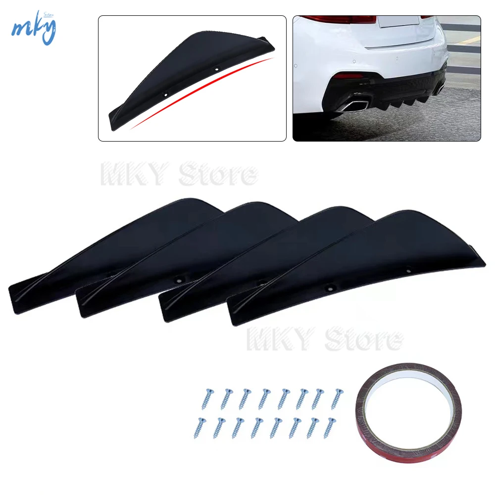 4pcs-Universal-Black-Car-Modified-Rear-Bumper-Diffuser-Spoiler-ABS-Rear ...