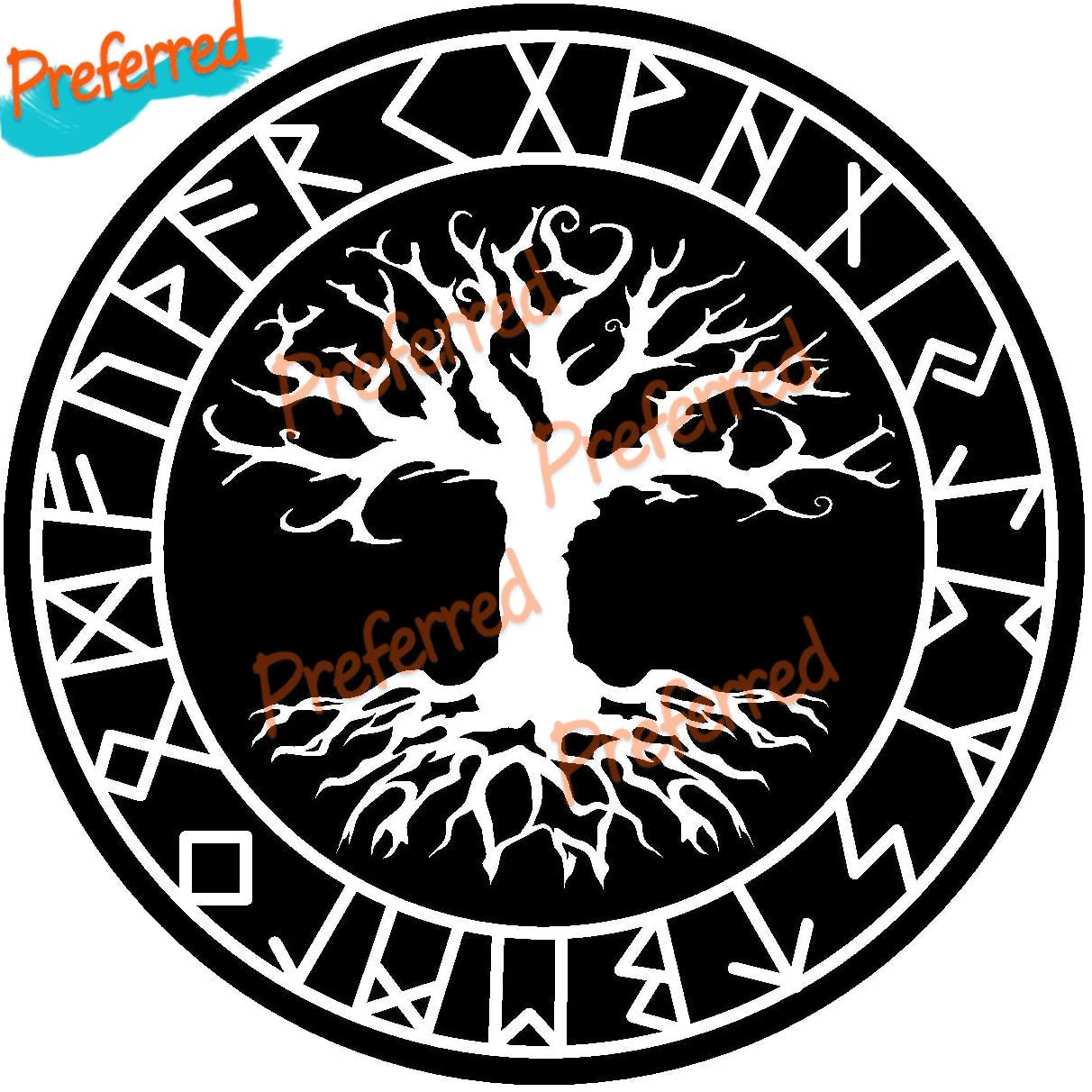 Sticker Yggdrasil with Runes D Vikings Viking for Car Motorcycle Racing ...