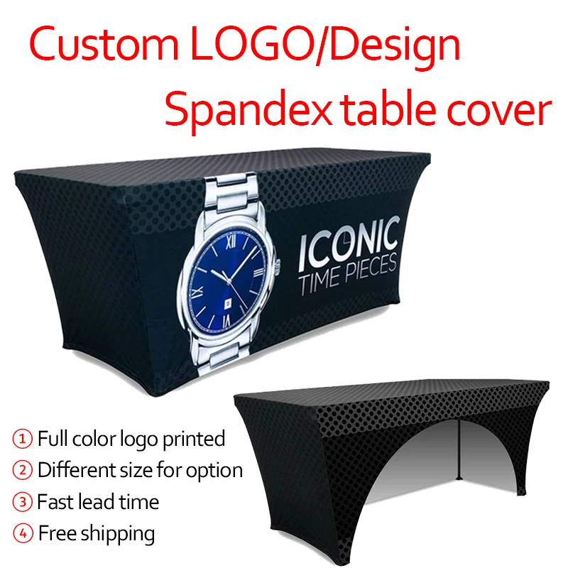 DD-4ft-6ft-8ft-Custom-Logo-Spandex-Table-Cover-Stretch-Table-Cloth ...