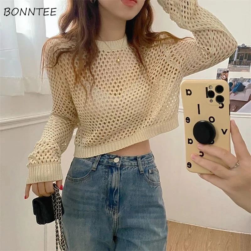Pullovers Women Summer Breathable Fashion Thin Solid Simple Sun-proof ...