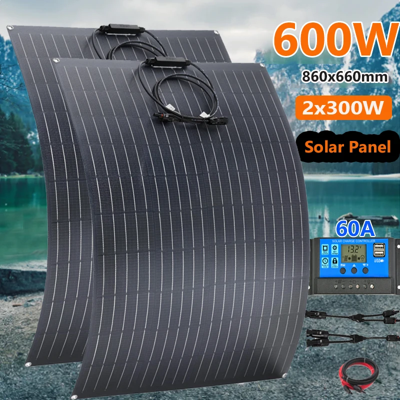 600W-300W-Flexible-Solar-Panel-Kit-18V-Monocrystalline-Solar-Power ...