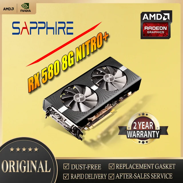 SAPPHIRE RX580 8G Nitro Video Cards 2304SP 256Bit GDDR5 Graphics Cards ...