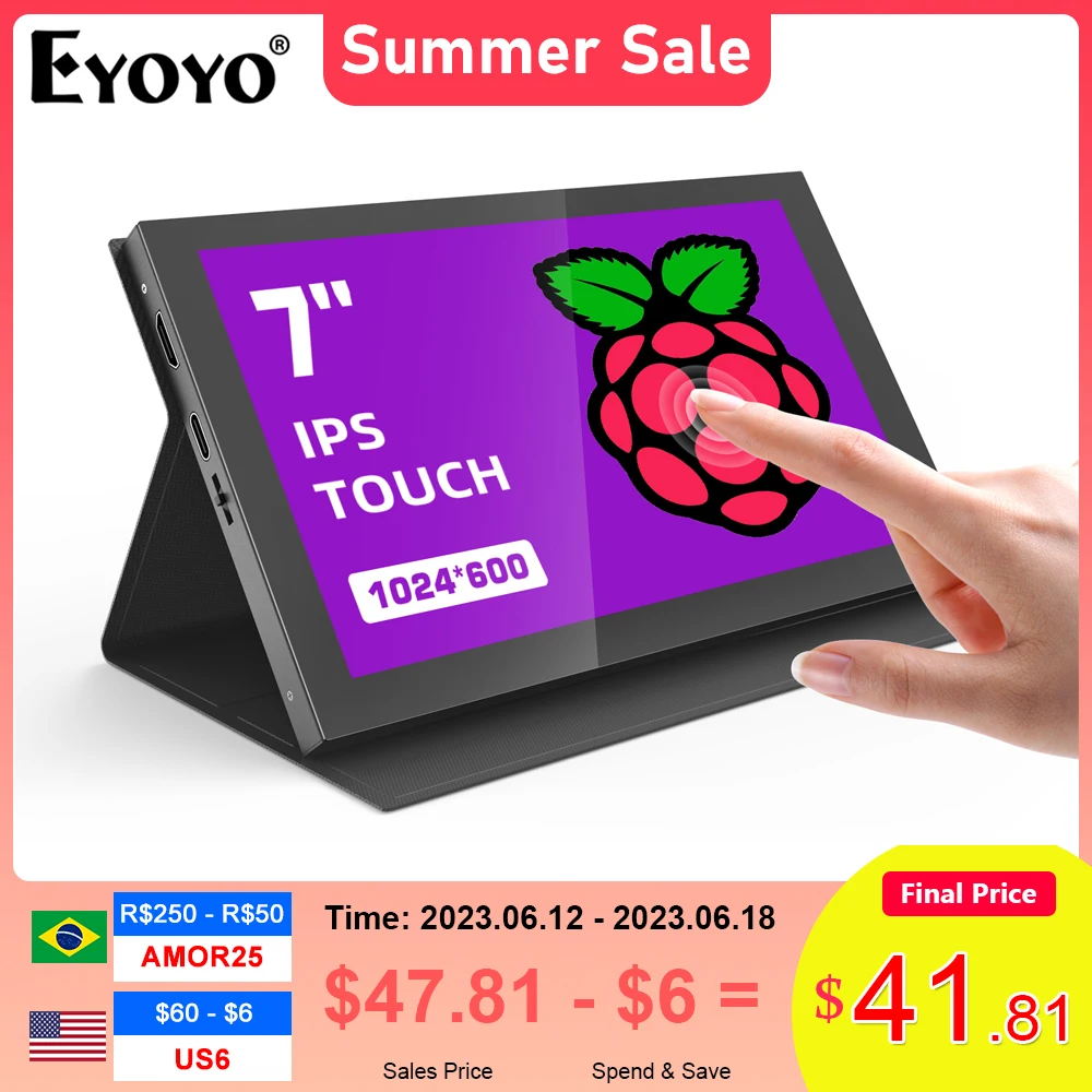 Raspberry Pi Screen 7 "1024X600 Ips Mini Draagbare Hdmi Monitor 5 Punt ...