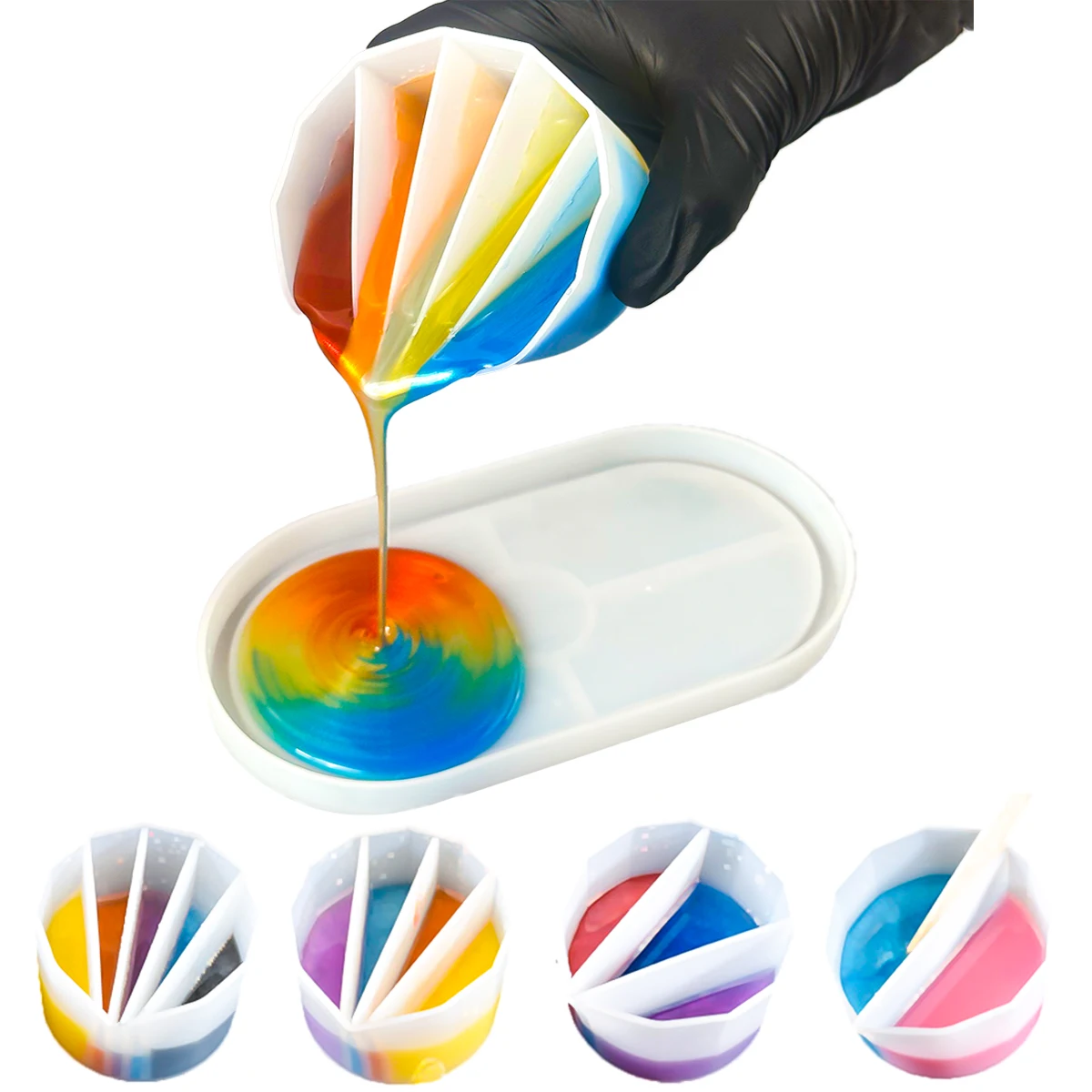 2-3-4-5-Grids-Silicone-Distributing-Cup-Liquid-Pigment-Resin-Color ...