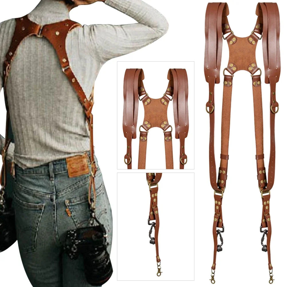 Camera-Shoulder-Strap-Adjustable-Double-Shoulder-Leather-Camera-Strap ...