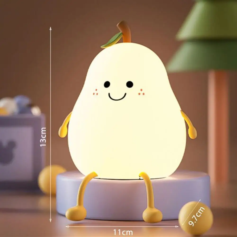 Cute-Smile-Pear-Shape-Silicone-Led-Night-Light-Usb-Charging-Color ...