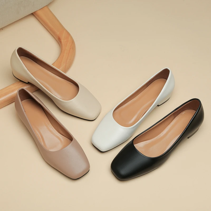 New Flat Women Loafers Simple Low Heels Office Work Casual Shoes Slip ...
