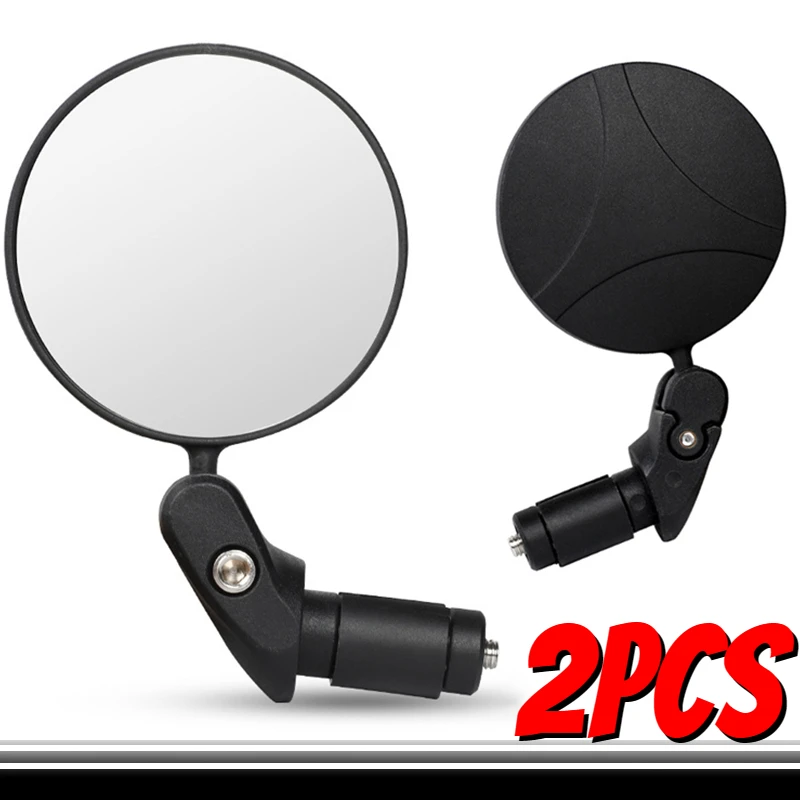 Universal-Motorcycle-Handle-Bar-End-Mirrors-Round-Foldable-Rear-View ...