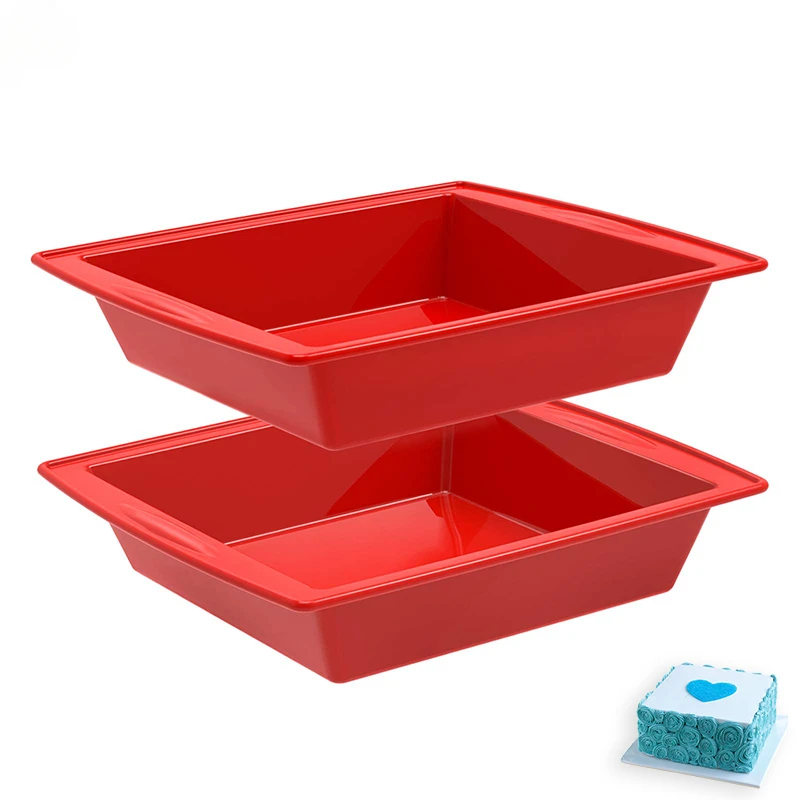 8 x 8 Inch Silicone Square Cake Pans Deep Silicone Baking Mold Angel ...