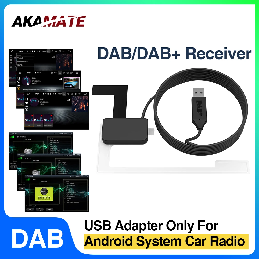 AKAMATE DAB+ Receiver USB Adapter Antenna for Android System Car Radio ...