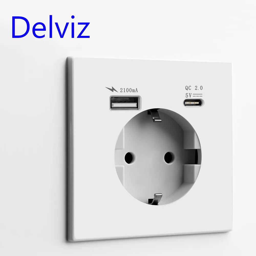 Delviz-Wall-USB-Power-Socket-AC-110V-250V-White-Panel-16A-Wall-Embedded ...