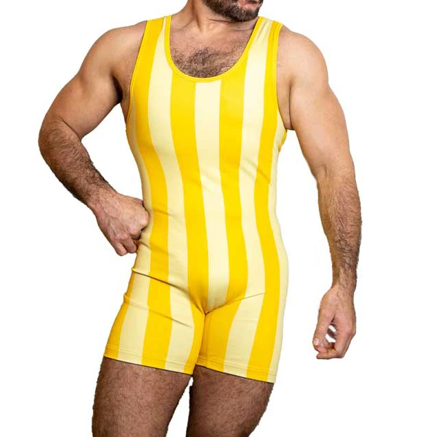 Mono-amarillo-de-rayas-verticales-para-lucha-libre-traje-de-boxeo-de ...
