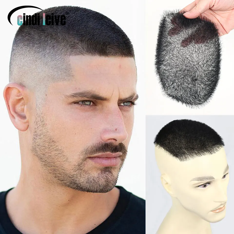 13-18cm-Buzz-Cut-Full-PU-Thin-Skin-Toupee-For-Men-Human-Hair-System ...