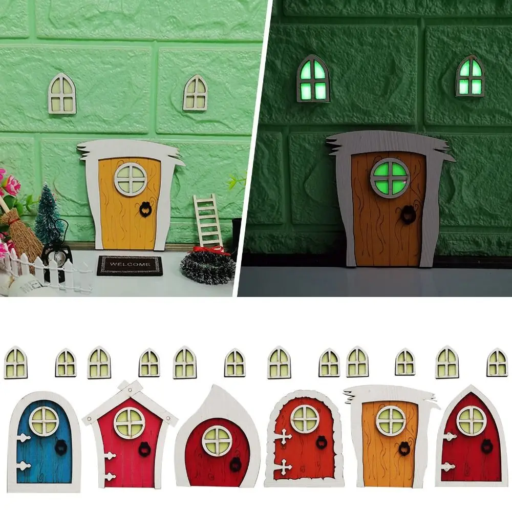 Creative Miniature Fluorescent Elf Door Cute Mini Wooden House ...