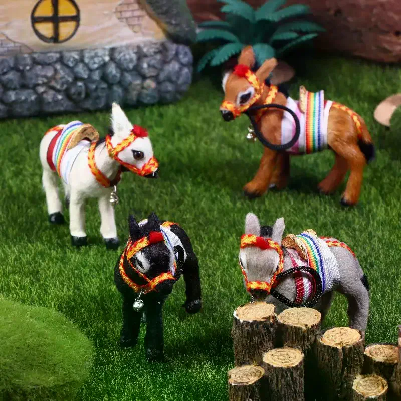 Charming Black Donkey Figurine With Colorful Striped Harness & Jingle ...