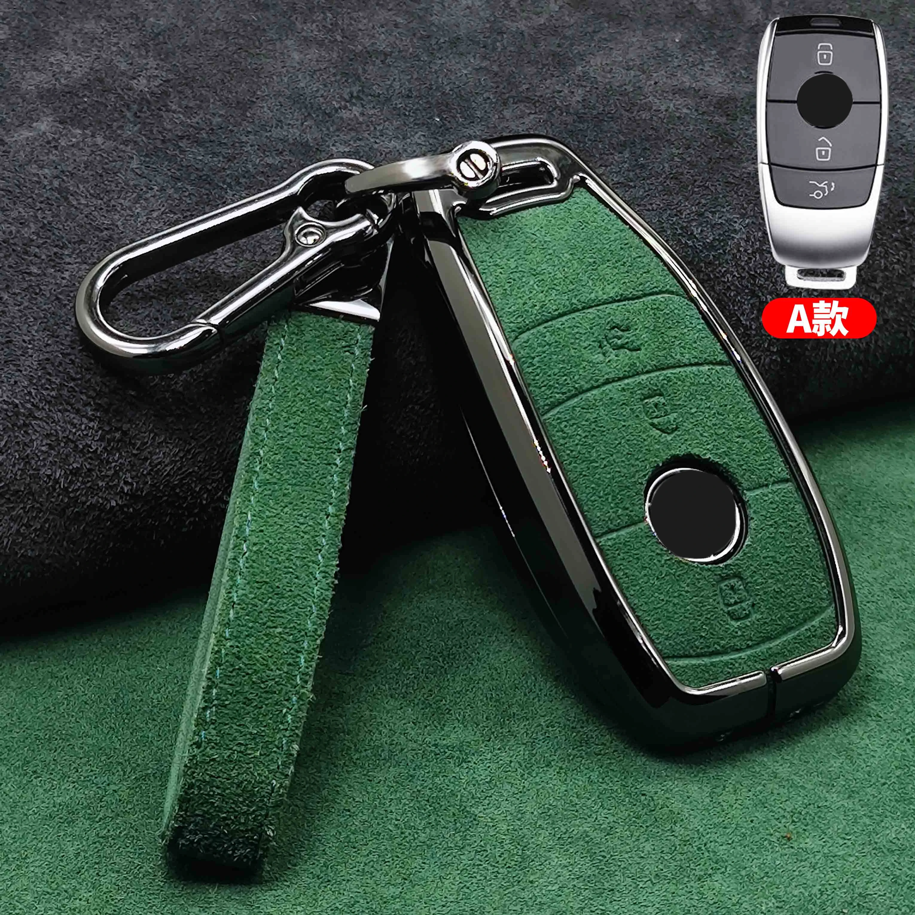 Alloy+Leather Car Key Cover Case Holder for Benz A C E S G Class GLC ...