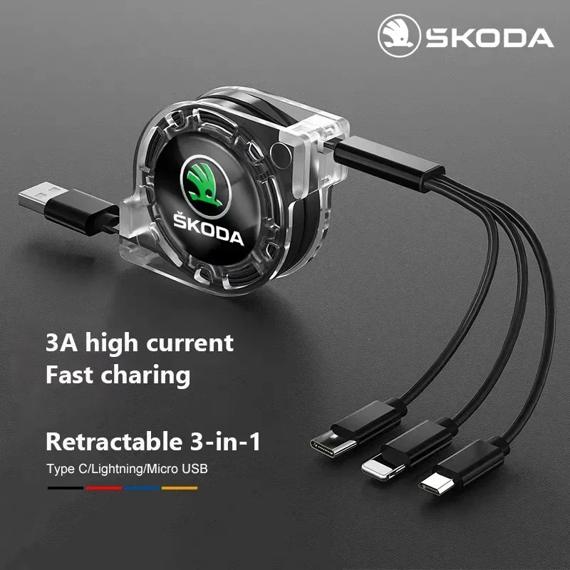 3 In 1 Micro USB Type C Charging Cable Multi Charger For Skoda Octavia ...