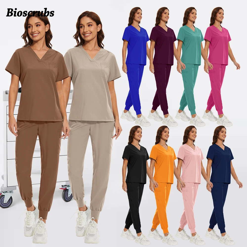 Multicolor Elastic Quick dry Scrub Set Unisex Surgical Overalls Medical ...